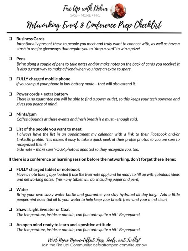 Networking Checklist 2018 - Debra Trappen